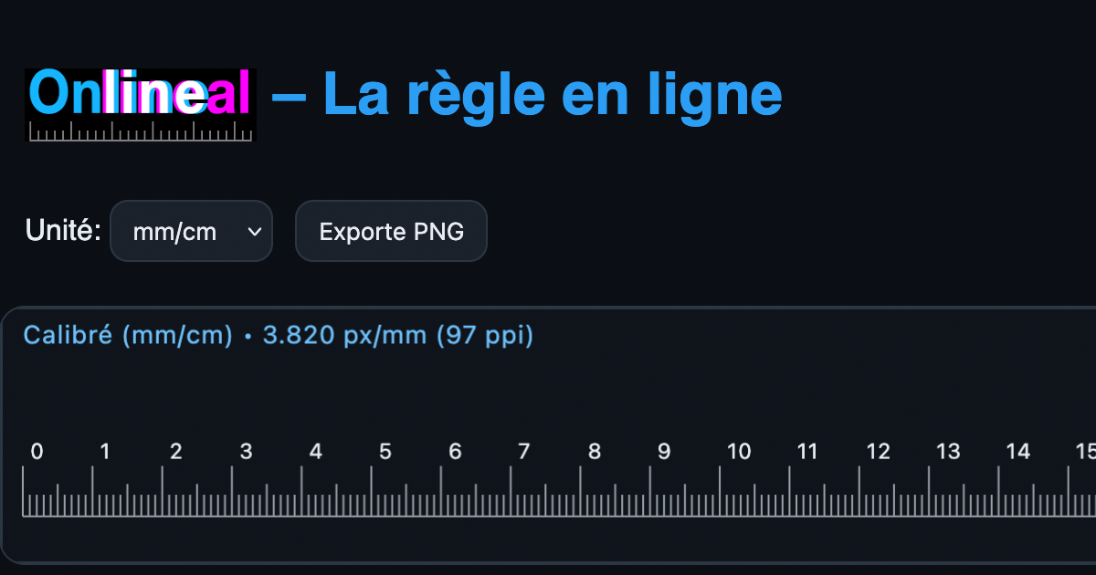 Règle en ligne – Mesurez en mm/cm & pouces à taille réelle